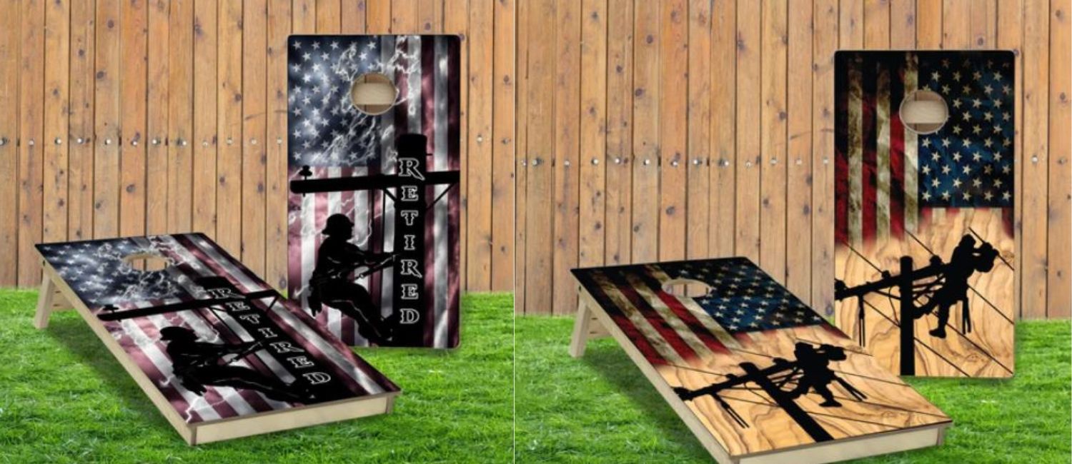 Electrical Lineman Cornhole Boards | Triangle Lawn Games