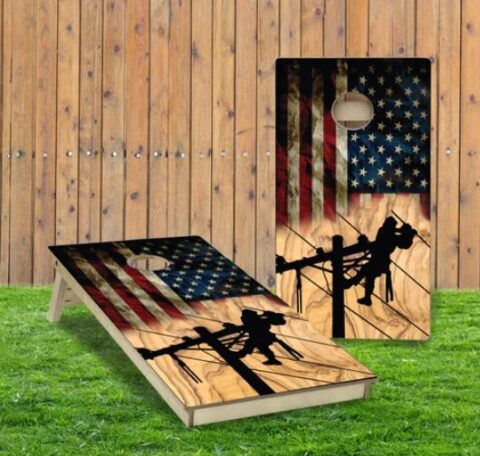 Electrical Lineman Cornhole Boards | Triangle Lawn Games