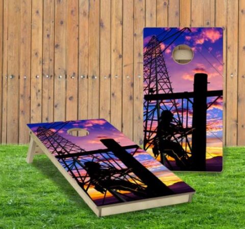 Electrical Lineman Cornhole Boards | Triangle Lawn Games